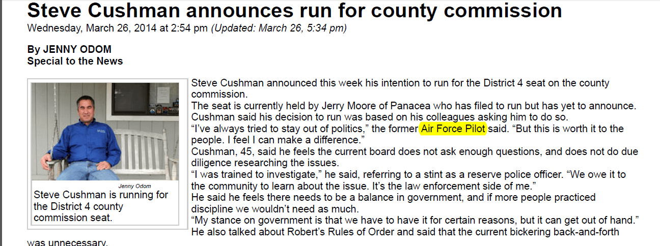 Steve Cushman , U.S. Air Force , Pilot , POSer , Blog of Shame