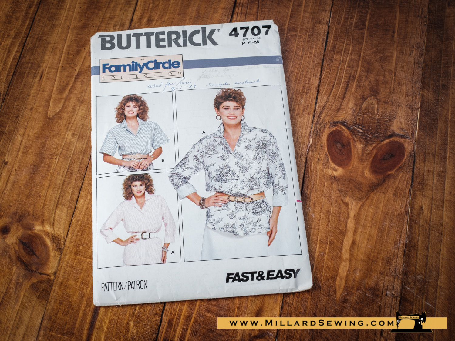 Butterick 4707 Vintage (1987) Misses’ Shirt Blouse Pattern – Millard ...