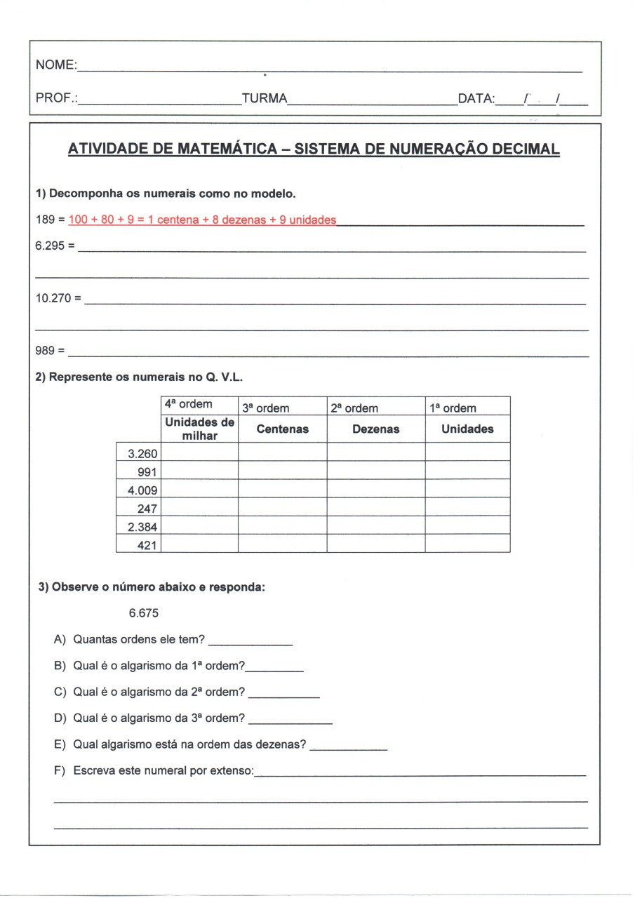 Sistema de numeração decimal · Alfabetização Blog Sistema de numeração decimal · Alfabetização Blog