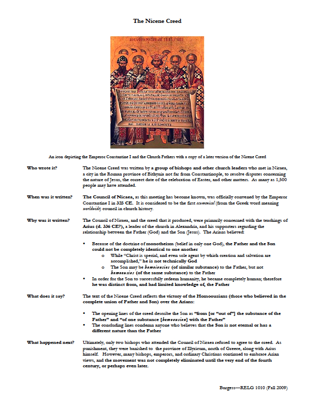 The Nicene Creed (Highly, Highly Abridged Edition) | Confessions of a ...
