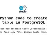 Python Code To Create Table In Postgresql