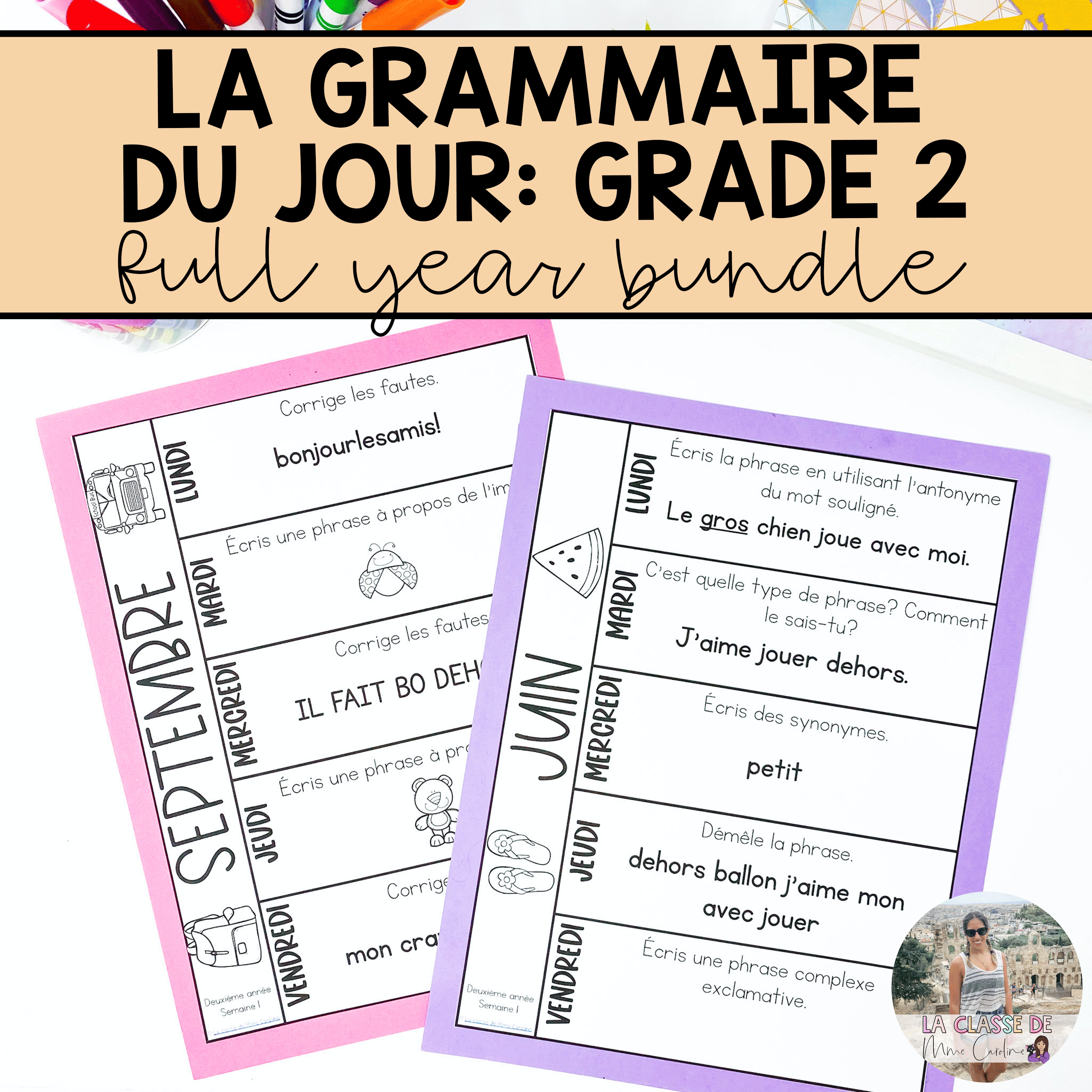 Grade 2: French Grammar Activities Interactive Notebook | Full Year ...