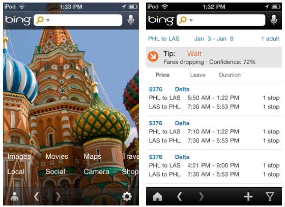 Microsoft updates Bing app for iOS, now with more travel features ...