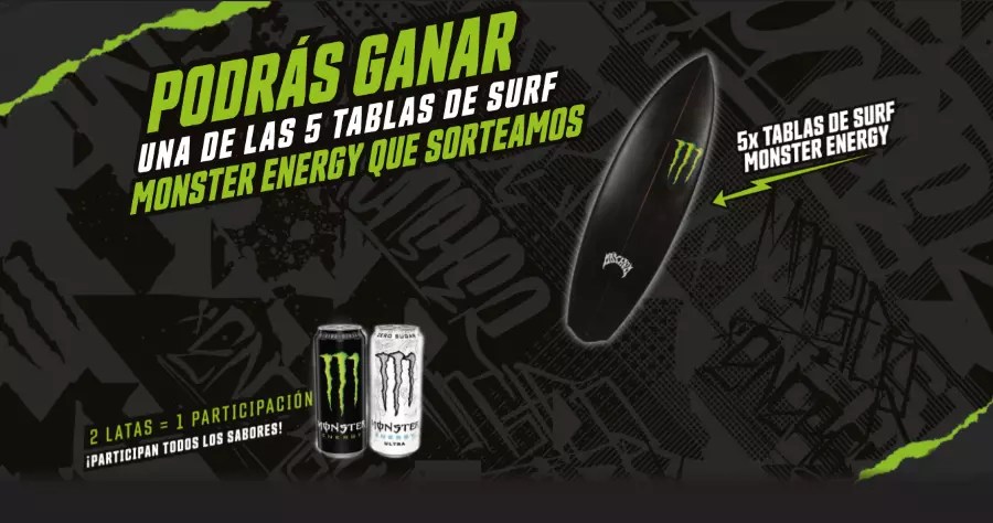 Monster Energy sortea 5 tablas de surf Monichollos