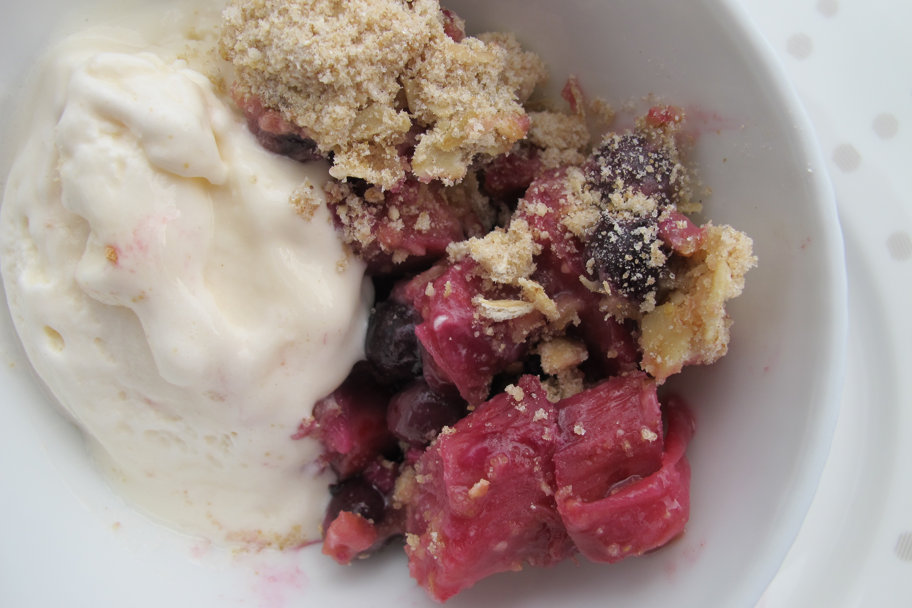 Rhubarb-Raspberry Almond Crisp or Stewed Rhubarb with Greek Yogurt ...