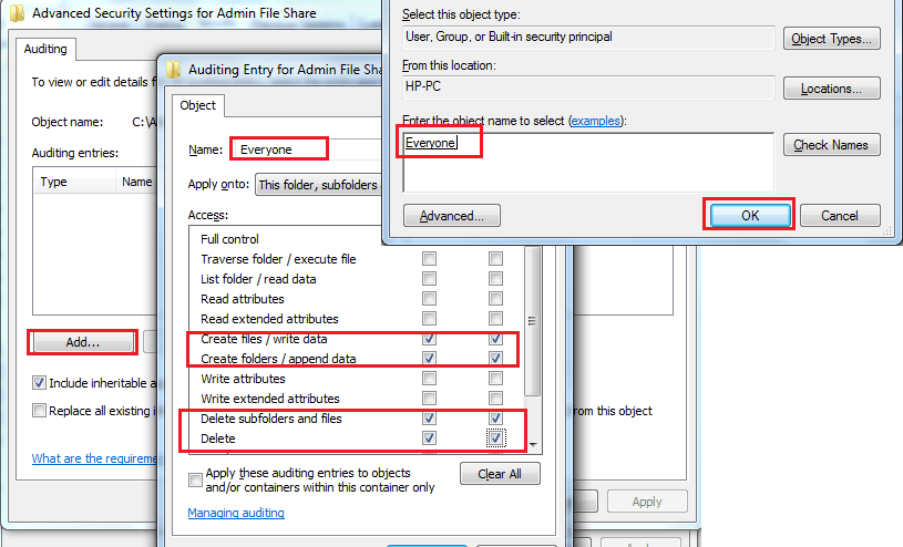 Enable File Access Auditing in Windows