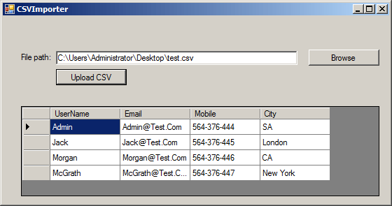 How to Upload a CSV file in C# Windows Form Application