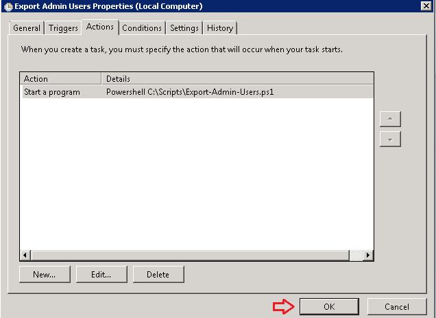Schedule Task to Export AD Users to CSV using Powershell script