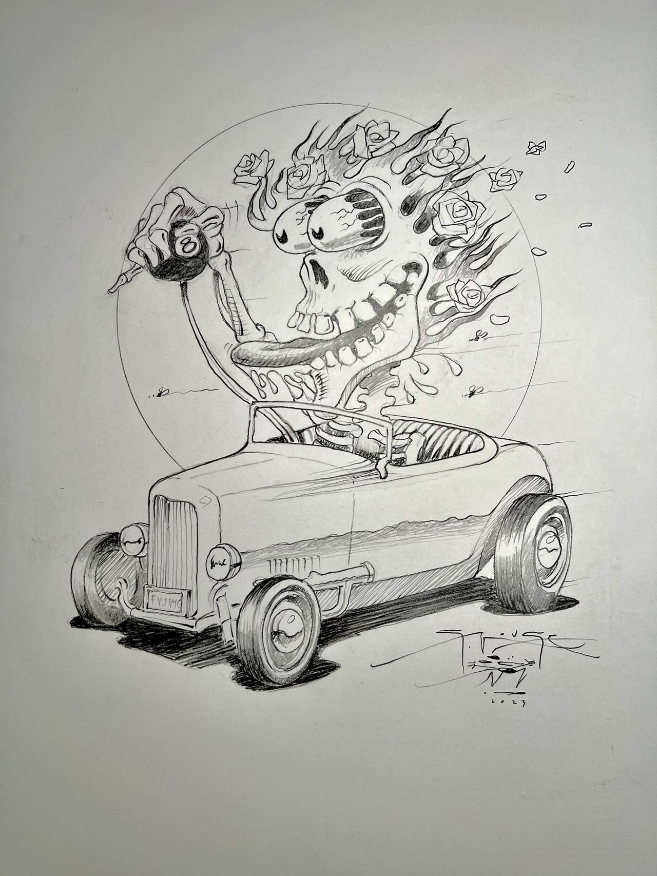 SKULL SNAKE - PEN AND INK - Mouse Studios