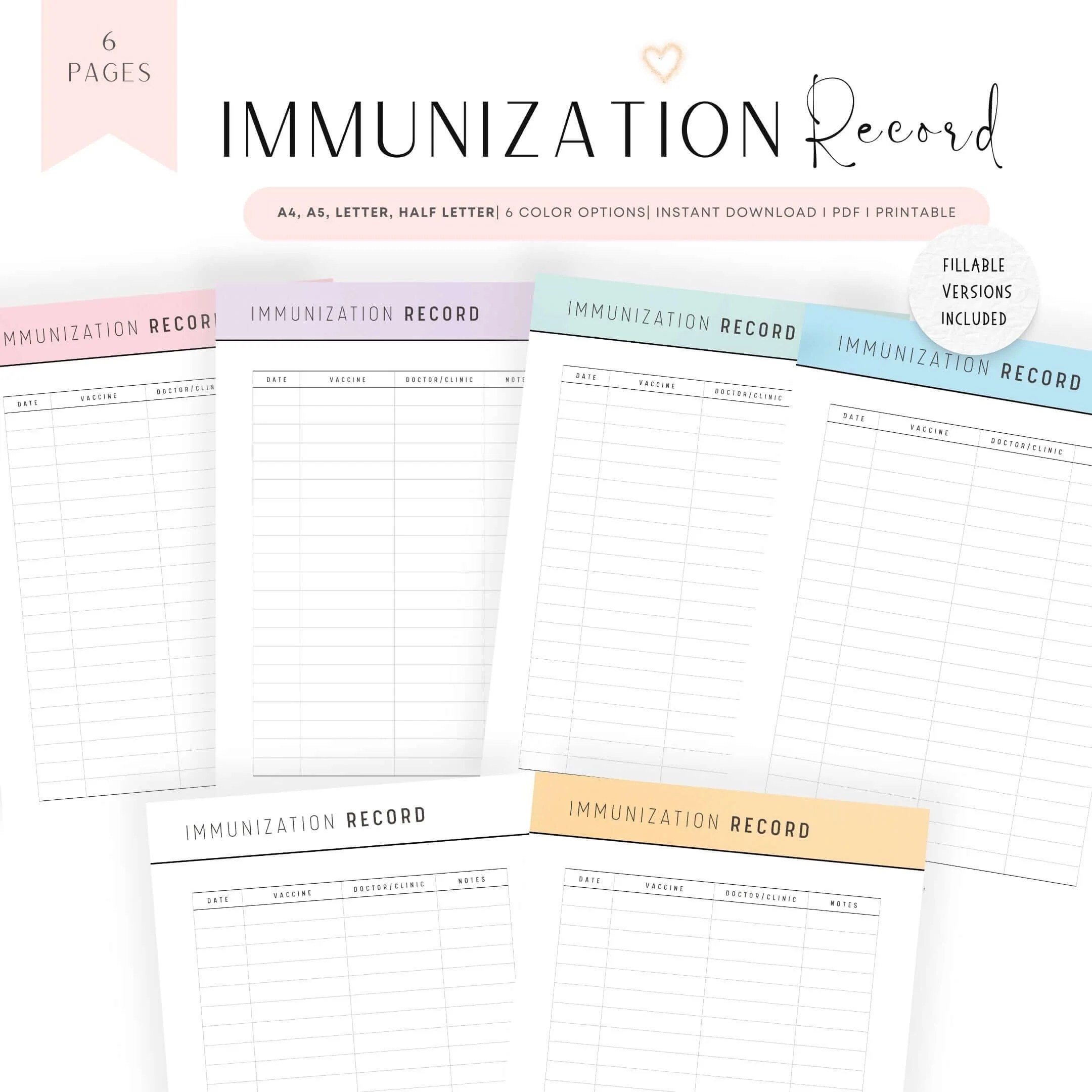 Printable Immunization Record Mrsneat