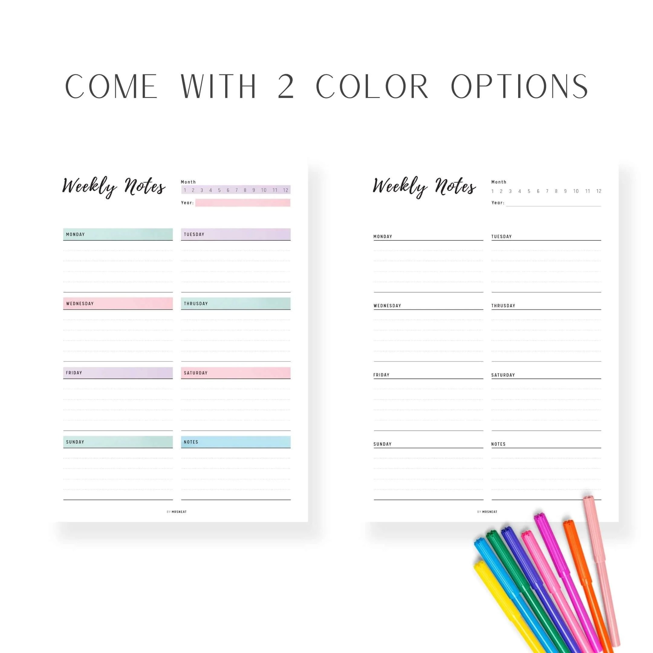Weekly Notes Template Printable M385 Mrsneat