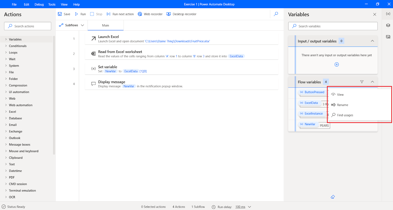 What Are Variables Microsoft Power Automate Desktop