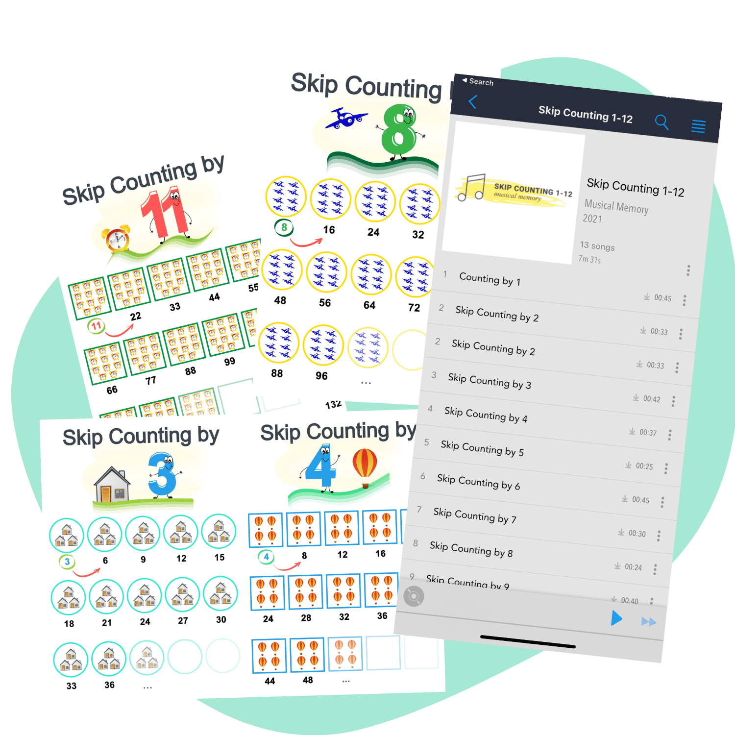 The Best Skip Counting Songs 1-12 from Musical Memory