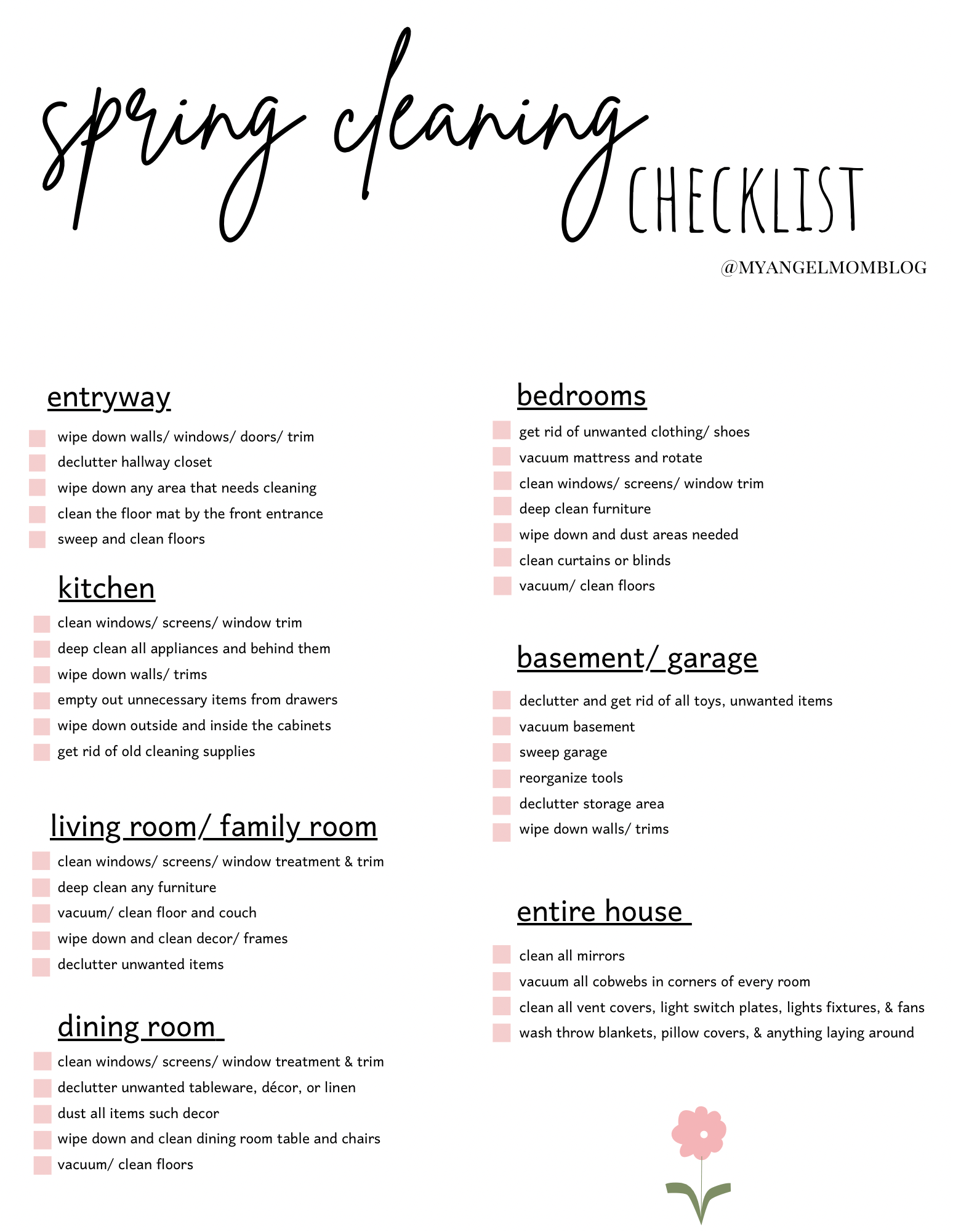 A Spring Cleaning Checklist, One Room at a Time. – My Angel Mom Blog
