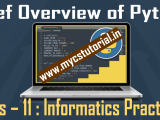 Class 11 Informatics Practices Ch 3 Brief Overview Of Python Notes With