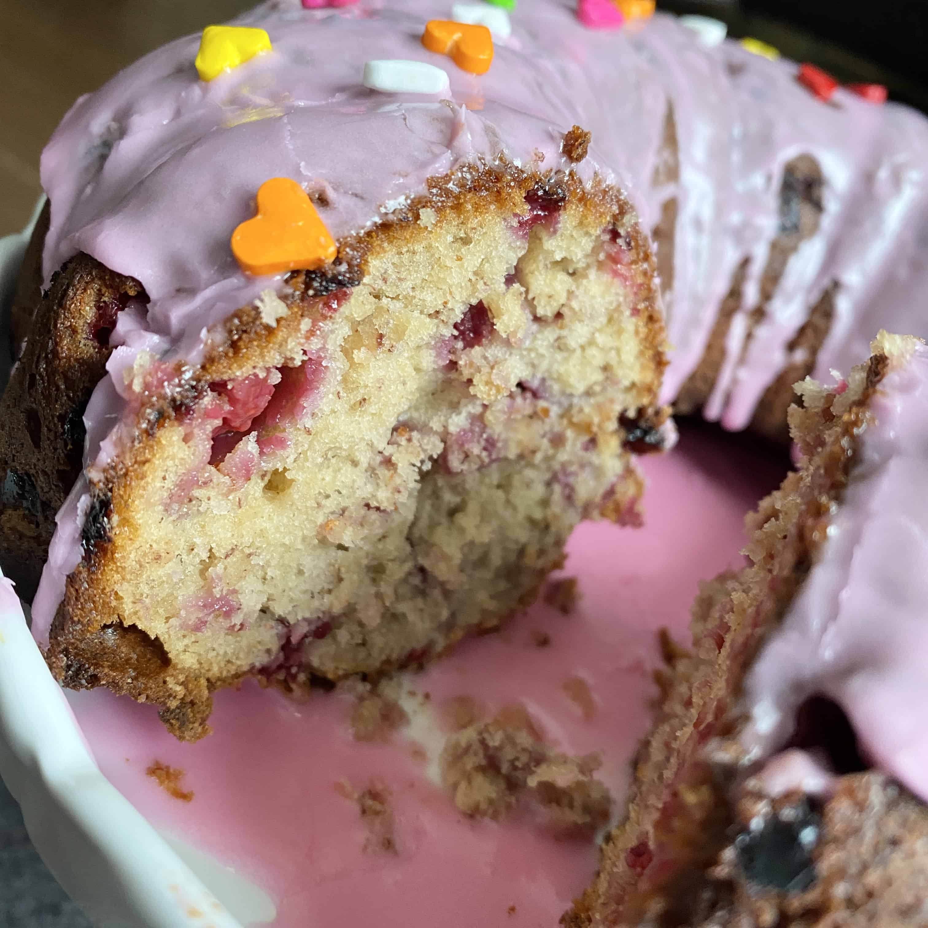 Banana Raspberry Bundt Cake - My House of Zing