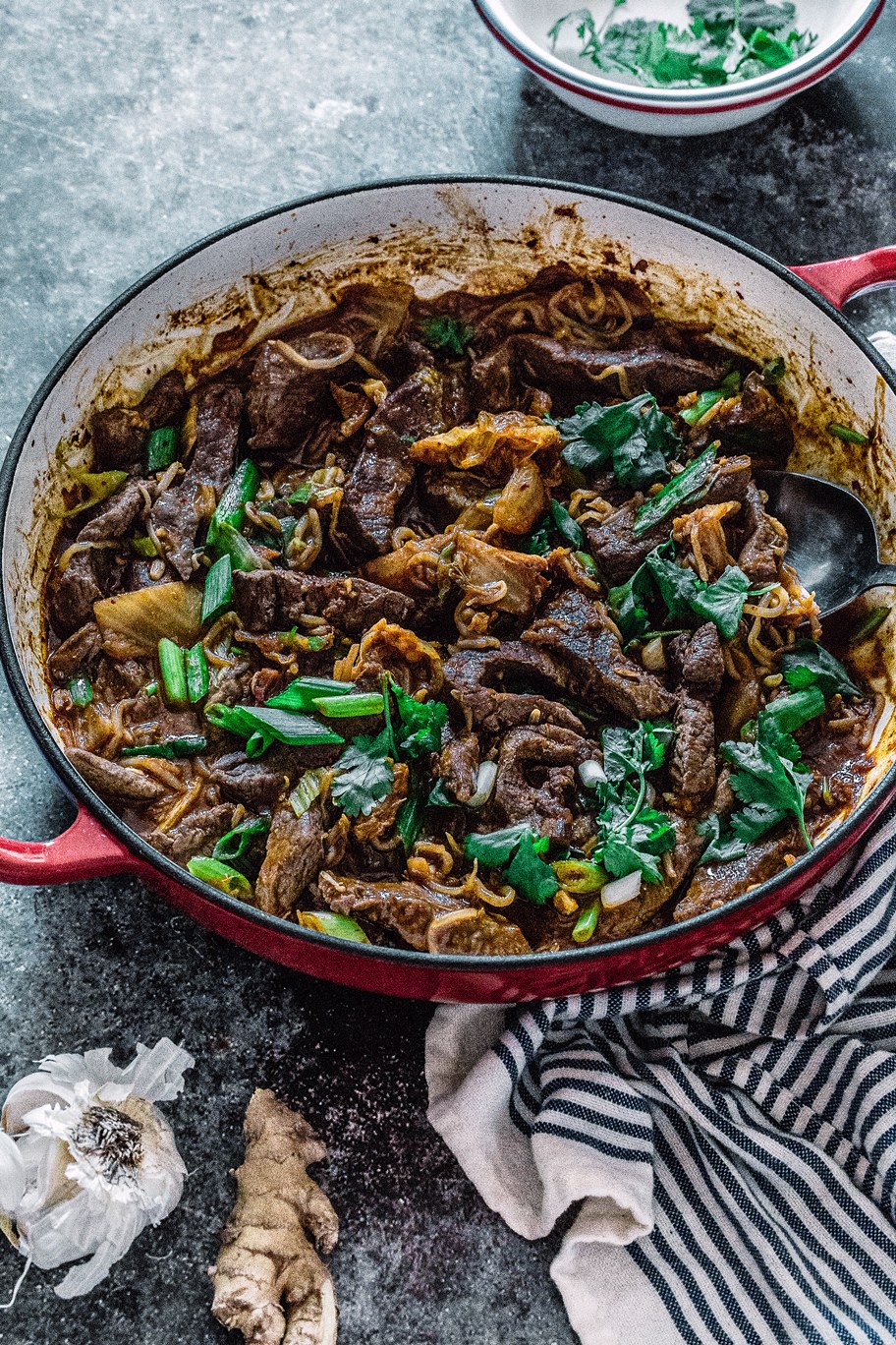 Korean-Style Beef with Kimchi - My Kitchen Little