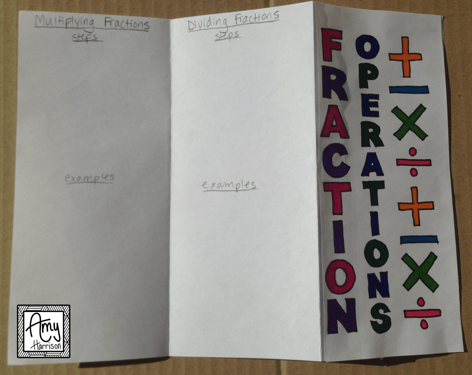 My Math Resources - FractionOperationsTriFoldMultiplyDivideCover