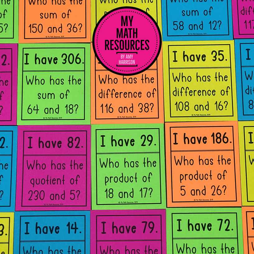 My Math Resources - Whole Number Operations – I Have Who Has Game
