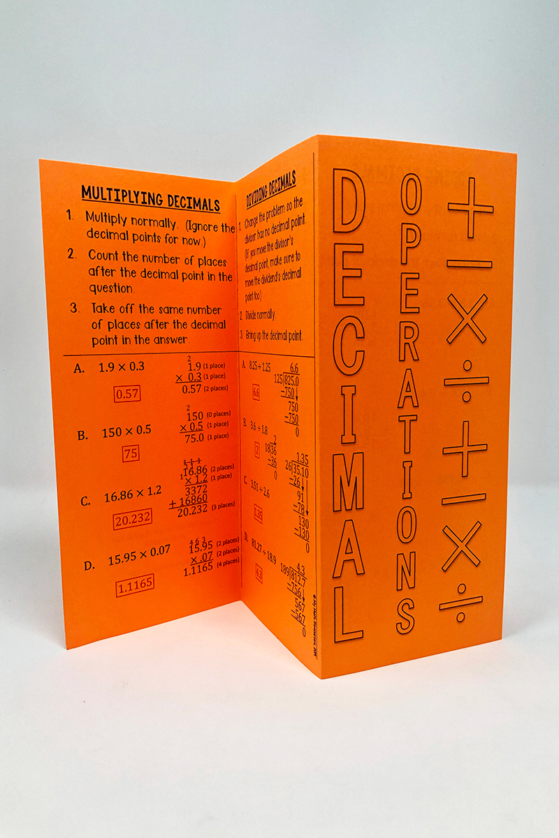 My Math Resources - Decimal Operations Foldable