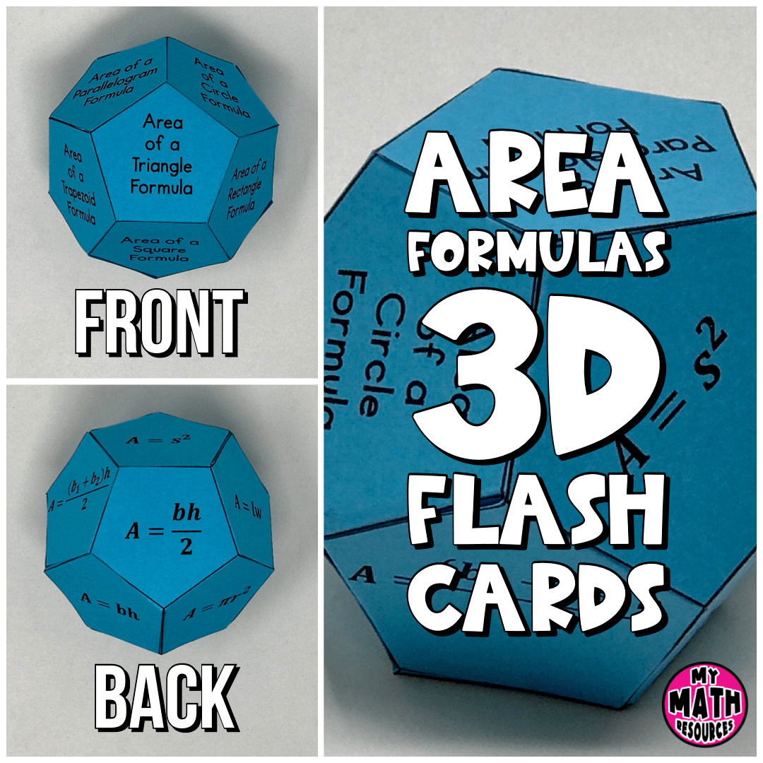 My Math Resources - Area Formulas 3D Flash Cards