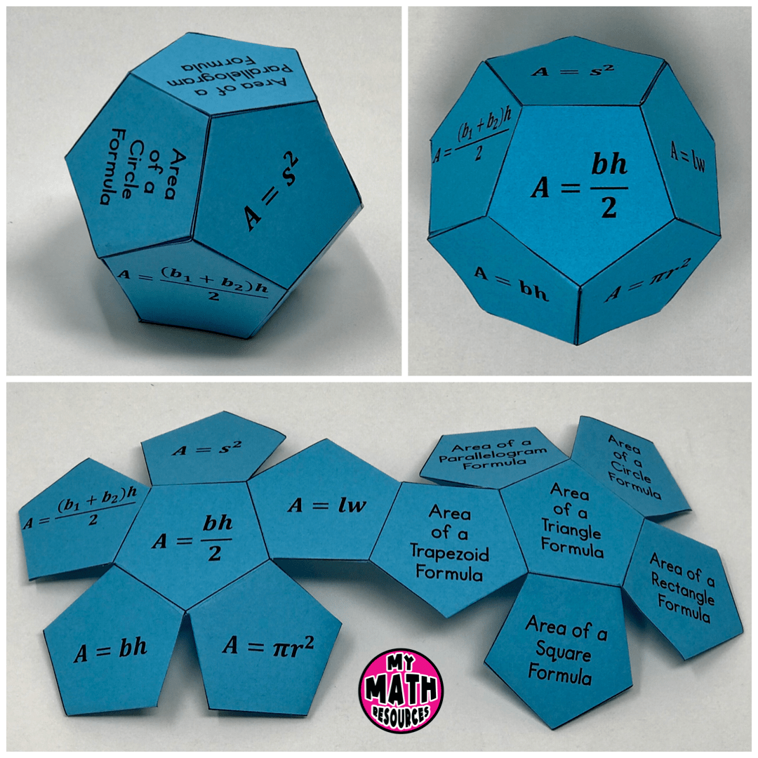 My Math Resources - Area Formulas 3D Flash Cards