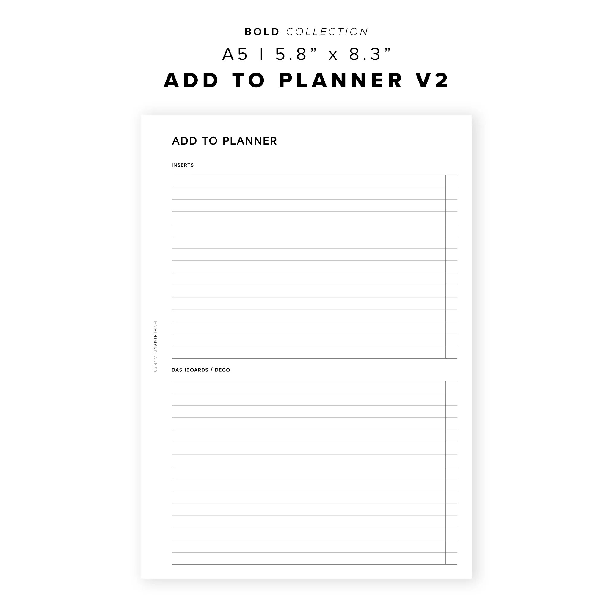 Pr285 Add To Planner V2 Printable Insert My Minimal Planner