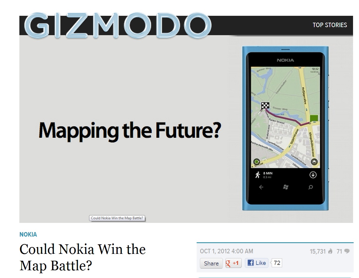 Gizmodo: Could Nokia Win the Map Battle? : My Nokia Blog - 200