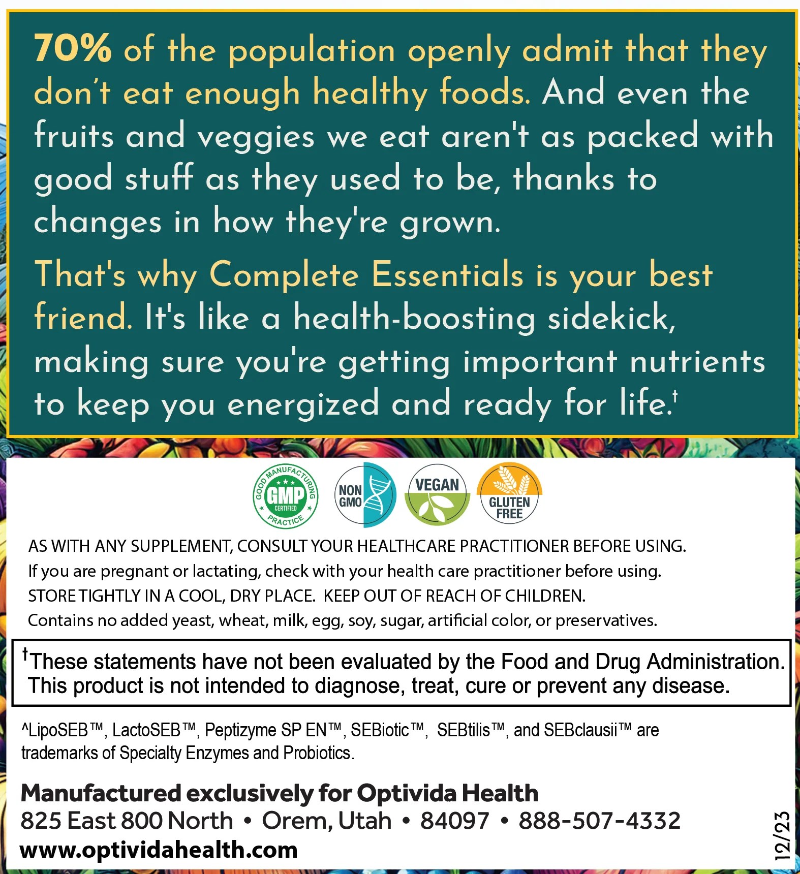 Fruit Vegetable Complete Essentials Dietary Supplement W Whole