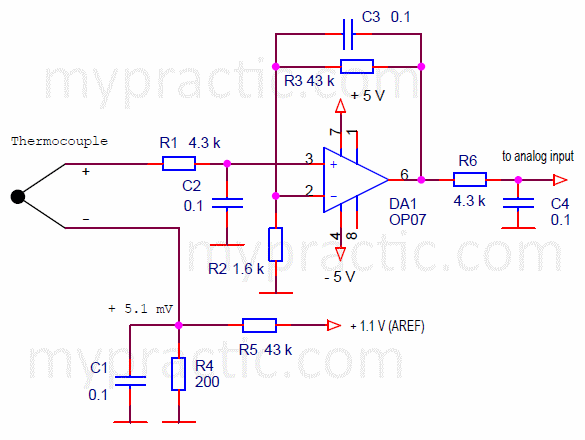 K Type Thermocouple Circuit Diagram