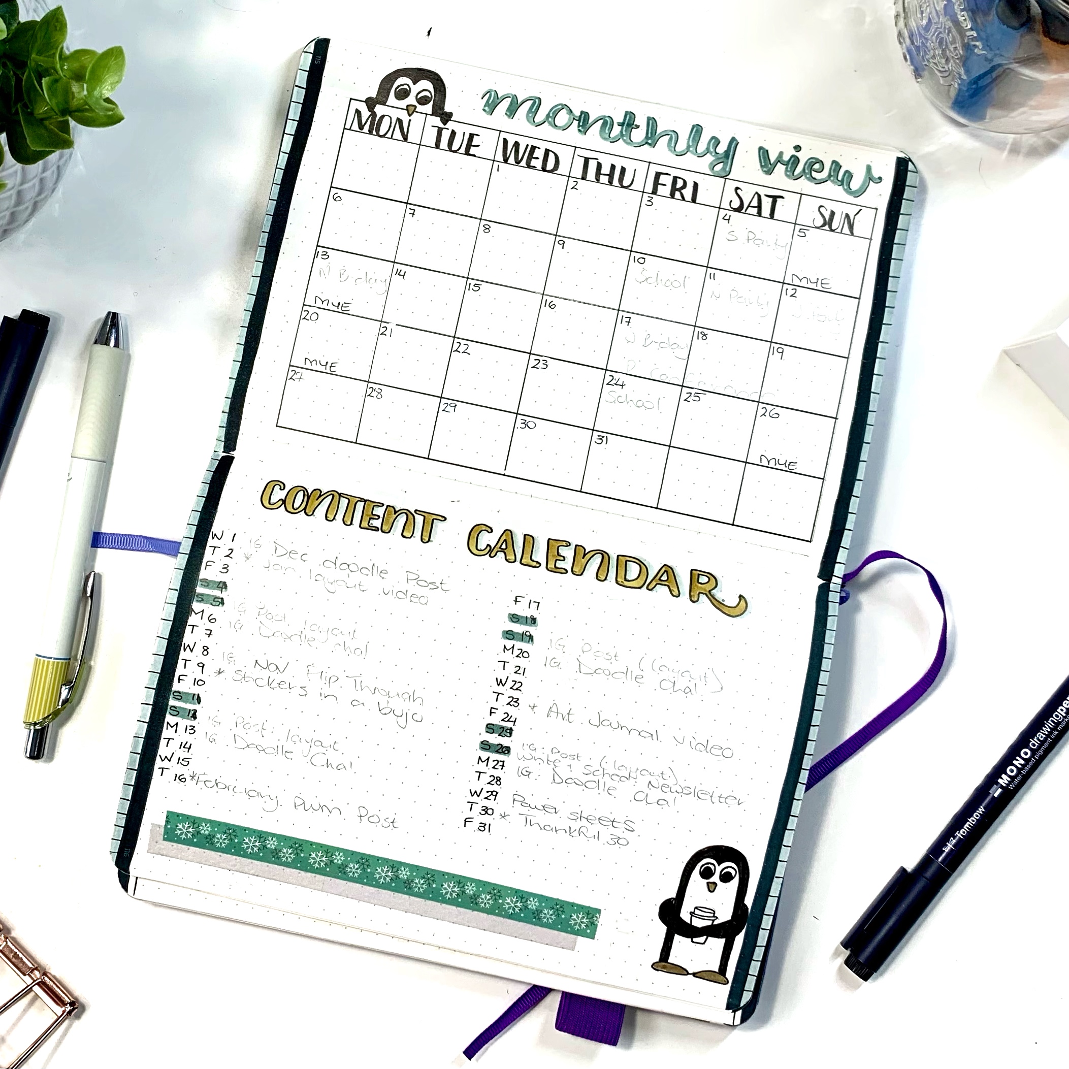 Bullet Journal Monthly View Inspiration - Natasha Miller Creat