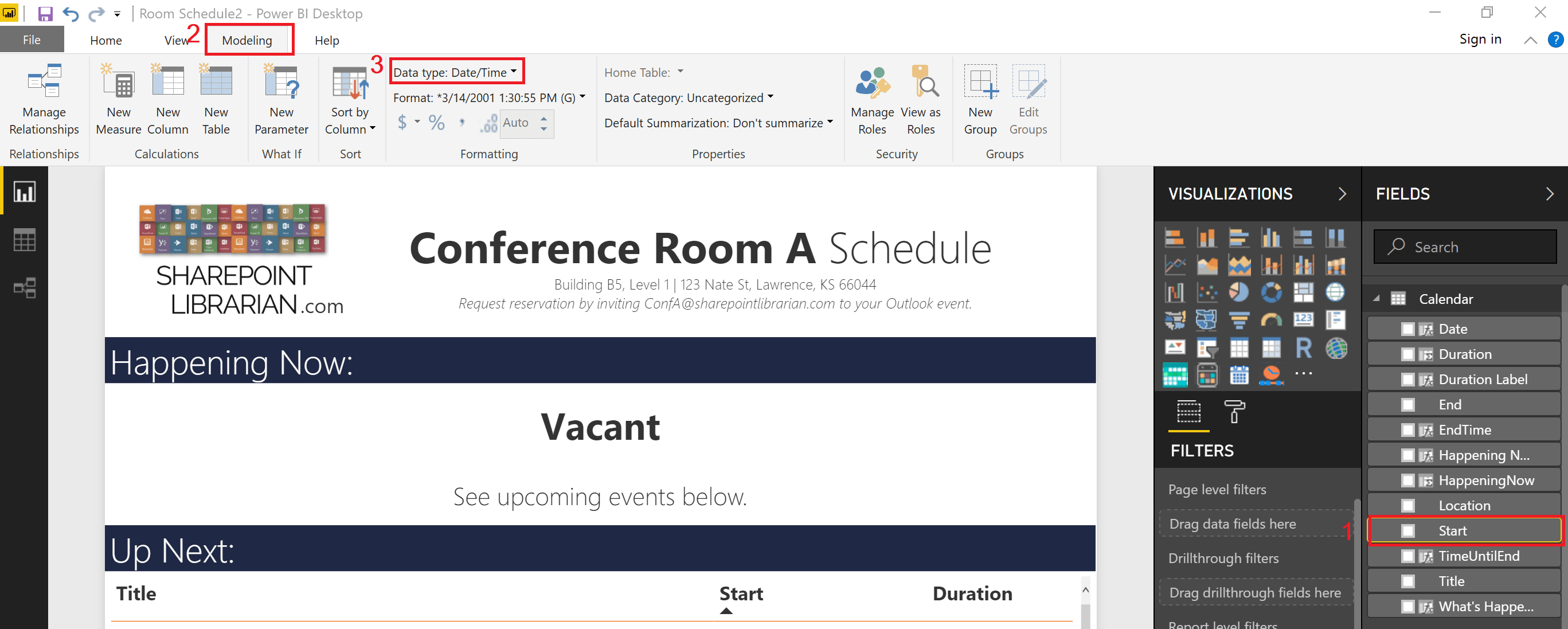 Use Power BI to create a dynamic/live meeting room schedule | Nate ...