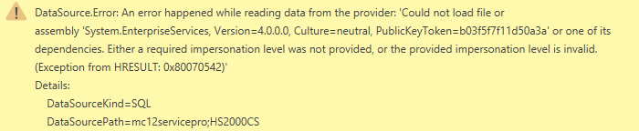 Power BI refresh error “could not load file or assembly…provided ...