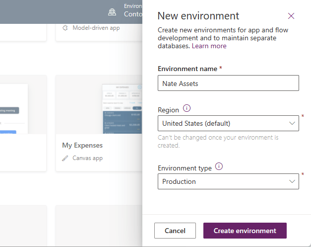 Solution: Creating an environment requires a Power Apps per user plan ...