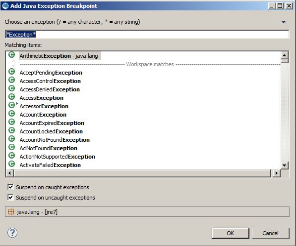 Debugging based on Exception in Breakpoints Eclipse – NgDeveloper