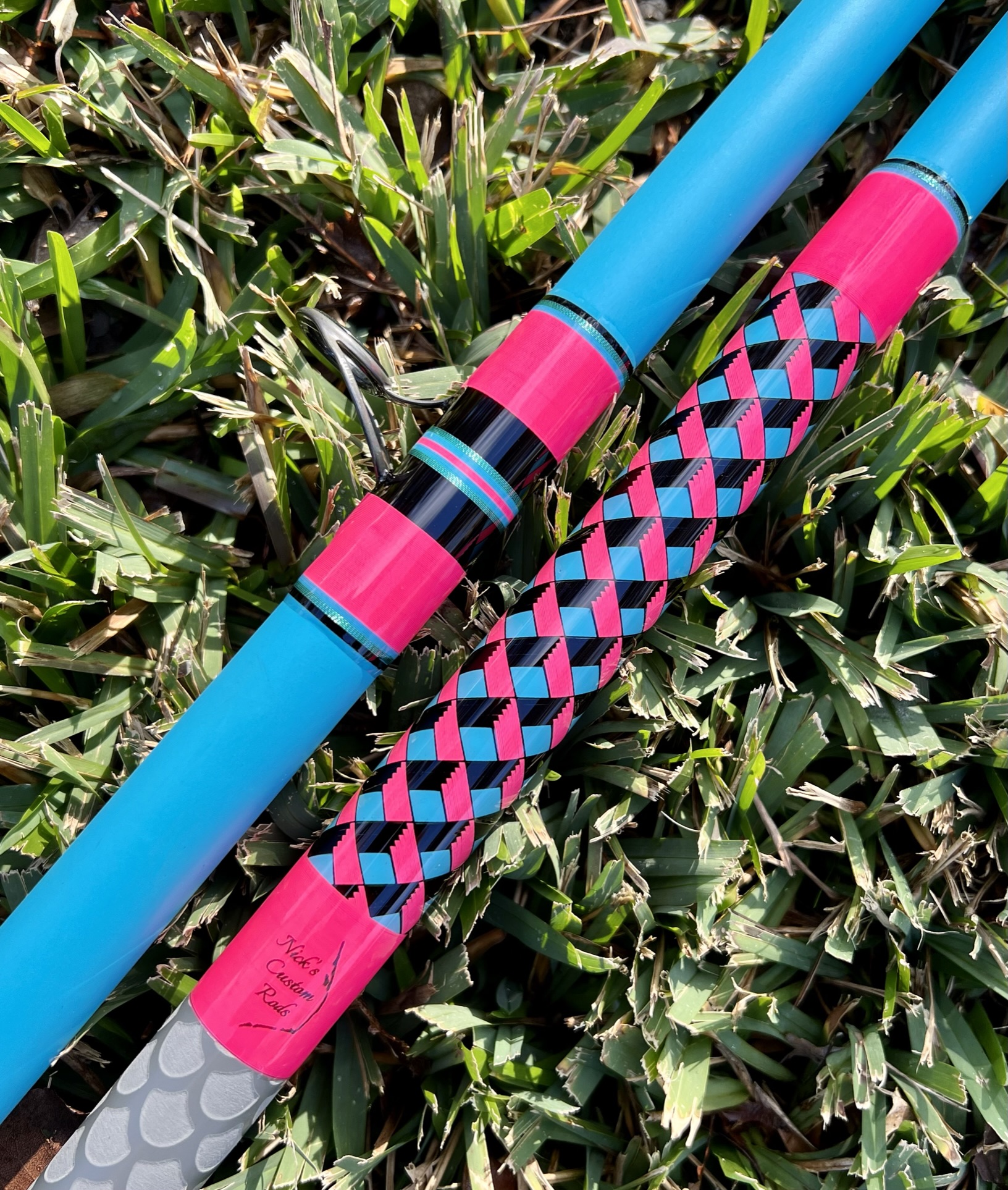 CTS SVU1303-2 Satin Teal with Black, Neon Pink and Teal Thread