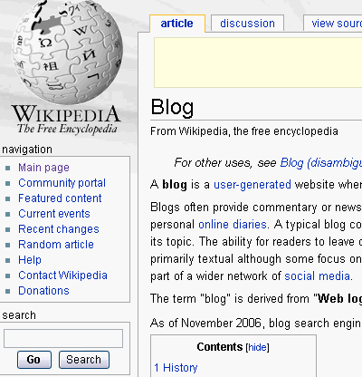 Wikipedia on blogging | New Technologies for public libraries