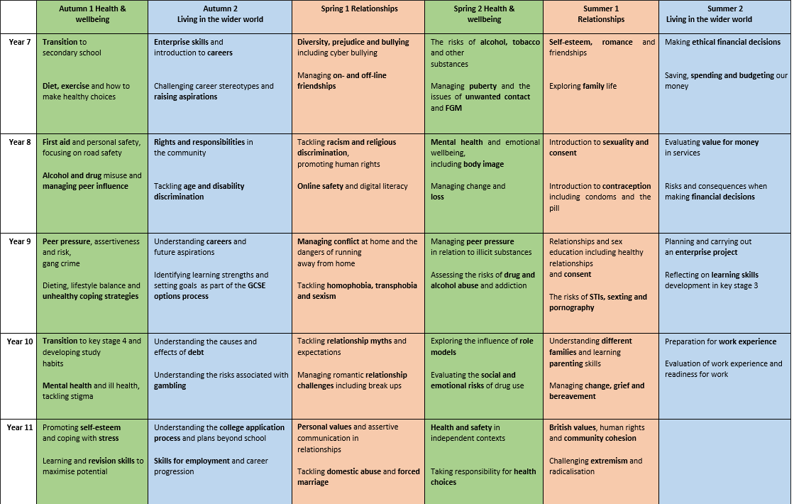 PHSE Curriculum - North Cambridge Academy