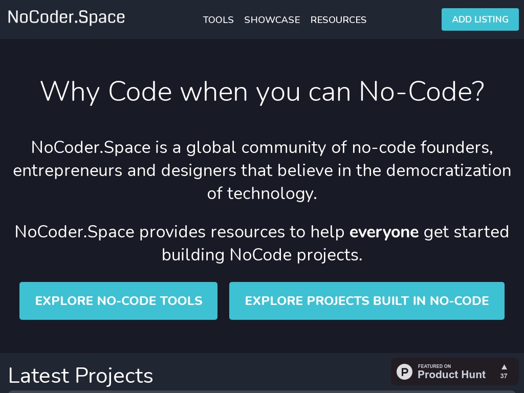 NoCoder.space – Resources to help you get started building in NoCode – The Best NoCode Tools ...