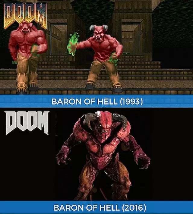 [Game] ชมภาพเปรียบเทียบพลพรรคปีศาจจาก Doom ยุค 90 กับ Doom 2016 ว่า ...