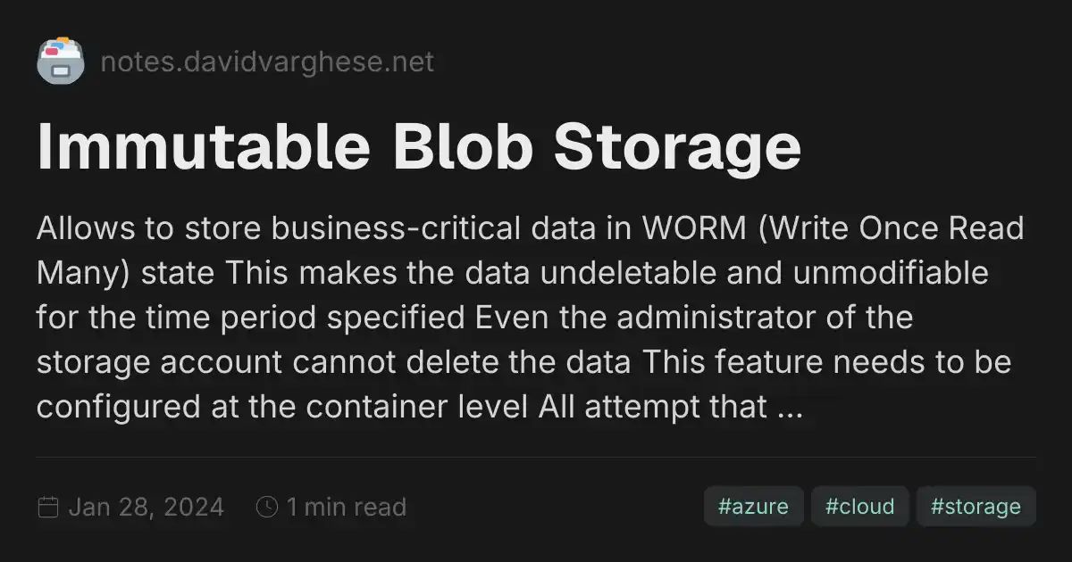 Immutable Blob Storage