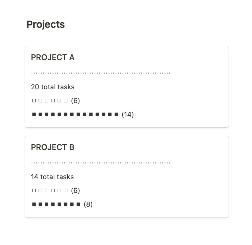 Project Tasks Progress Display | Notion Things