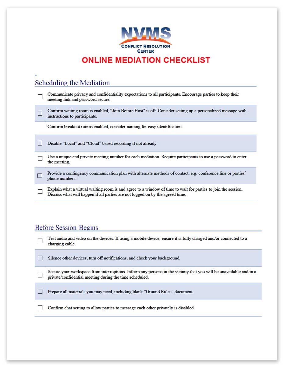 Civil Mediation InfoHub – NVMS