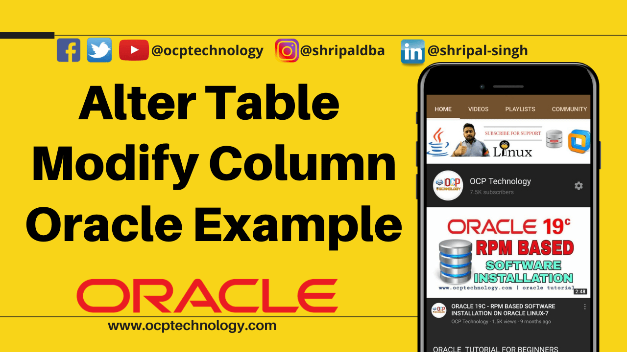 alter table modify | alter table modify column oracle