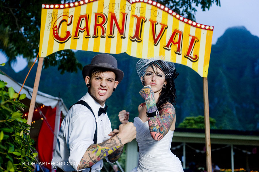 Carnival-themed wedding in Hawaii • Offbeat Wed (was Offbeat Bride)