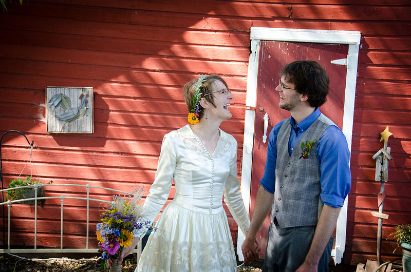 Bethany & Brendan's honeybee wedding on the farm with cows, chickens ...