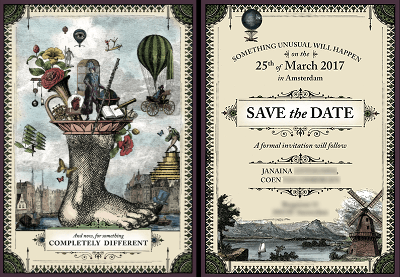 A vintage-style Monty Python save-the-date!