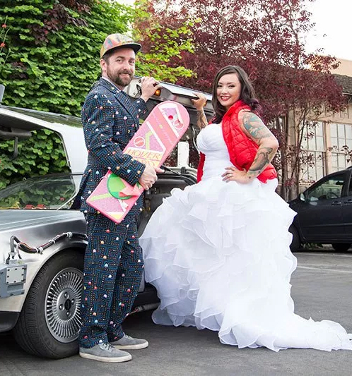 This pop culture wedding wins all with a Pac-Man suit