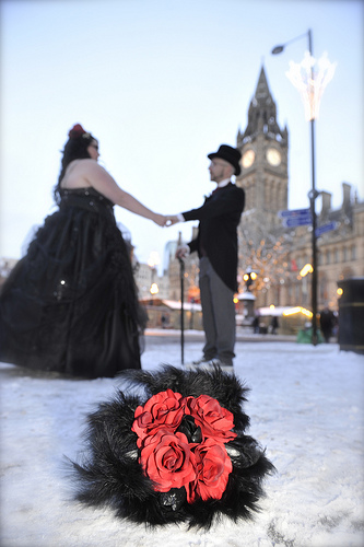 Maria & Daniel's snowed-in gothic burlesque wedding • Offbeat Wed (was ...