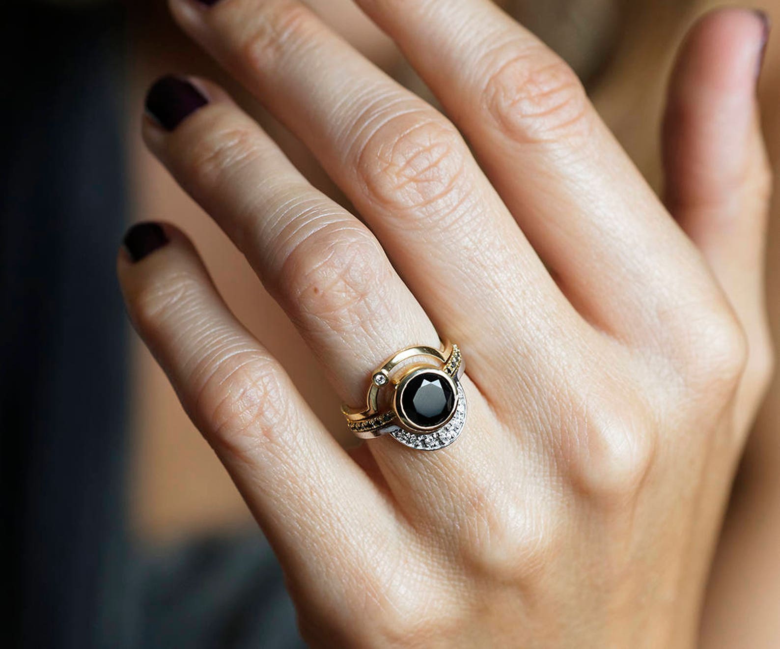 Eclipse Diamond Ring Set in 14k or 18k Solid Gold, Alternative ...